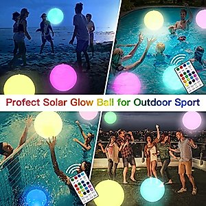 Floating Pool Lights - 4Pcs 14'' Solar Pool Lights for Above Ground Pools with Remote, Inflatable Wateproof RGB LED Ball Light Orb Float or Hang for Garden Backyard Pool Party Decorations Accessories