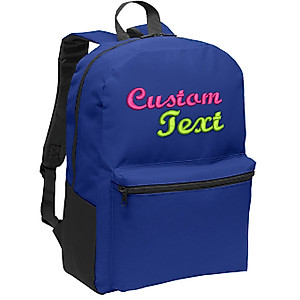 Personalized Casual Value Backpacks, Blue - Your Name - Customized Basic Backpack for School, Business