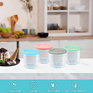 Ninja Creami Containers,4PCS Creami Pint Containers,Ice Cream Pints Containers with Lids for NC301 NC300 NC299AMZ Series Ice Cream Maker(Free Spoons)