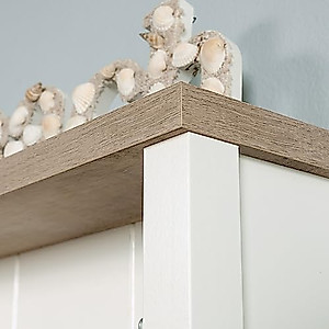 Sauder Cottage Road Hall Tree W/Bench, L: 21.73" x W: 19.45" x H: 71.50", Soft White Finish