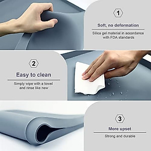 Under Sink Mat, Under Sink Mats for Kitchen Waterproof, 34" X 22" Silicone Under Kitchen Sink Mat, Non Slip Sink Mats Cabinet Protector Mat Suitable for Kitchen, Bathroom and Multiple Scenarios(Grey)