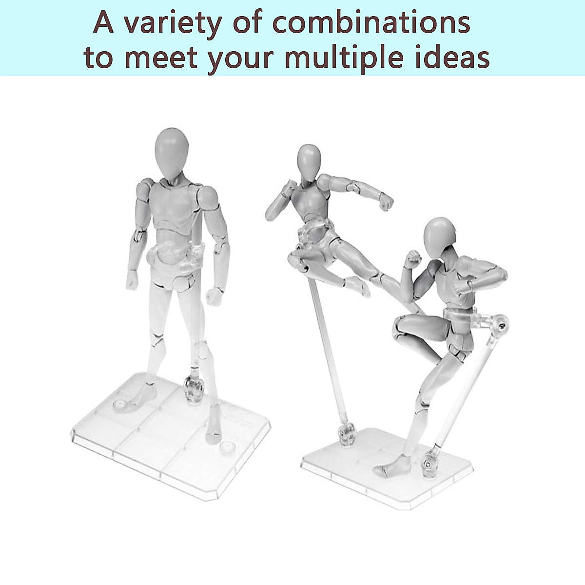Linhoo Action Figure Stand, 5pcs Action Figure Display Compatible with HG RG SD SHF Gundam Stand 1/144 with Screwdriver