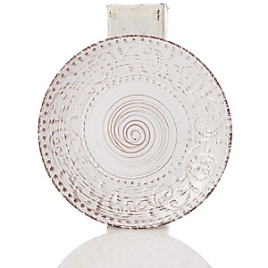 Elama Embossed Stoneware Ocean Dinnerware Dish Set, 16 Piece, Seashell and White Sand