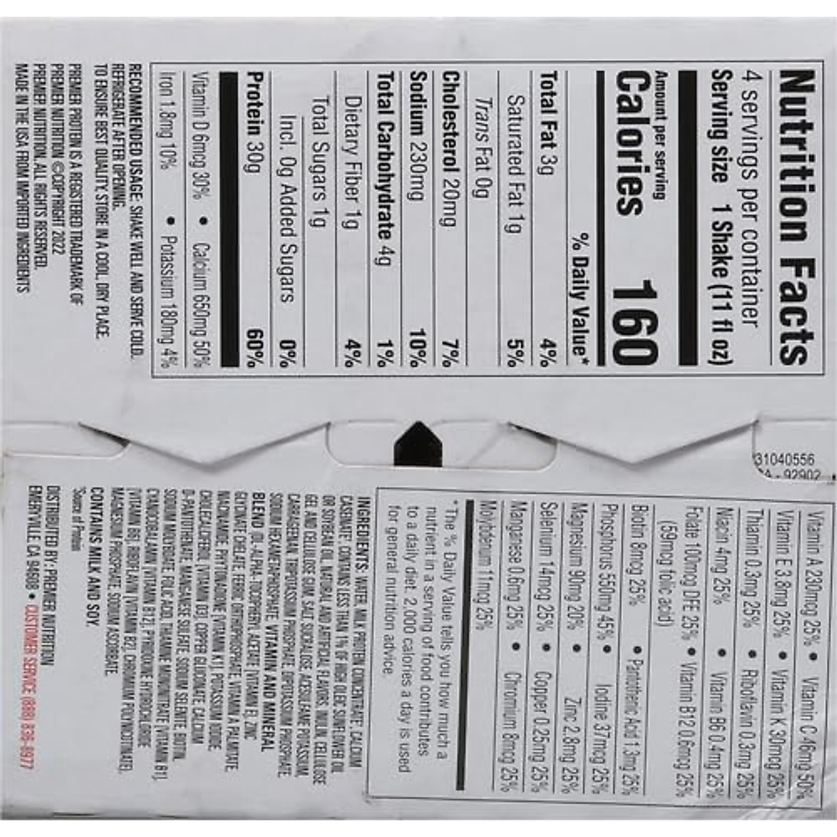 Premier Protein, 30g Shakes Bananas and Cream, 44 Fl Oz, Pack of 4