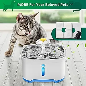 Cat Water Fountain Filters, 8-Pack Cat Fountain Filter Replacement & 4-Pack Pre-Filter Sponges for Square 84oz/2.5L Automatic Pet Fountain, Triple Filtration System Activated Carbon Replacement Filter