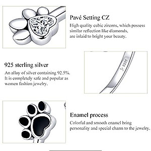 Cute Puppy Dog Cat Pet Paw Print Ring Sterling Silver 925 for Women Adjustable Fake CZ Diamond Animal Footprint Finger Wrap Band Promise Engagement Rings Fashion Jewelry