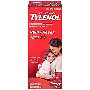 Tylenol Children's Pain Reliever/fever Reducer Oral Suspension Liquid, Cherry Flavor 4 Oz (Pack of 2)