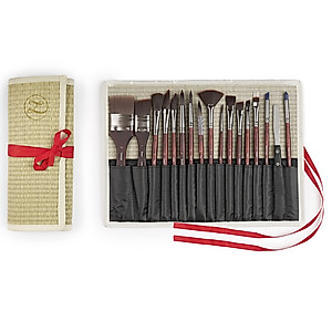 Professional Synthetic Brush Set for Acrylics - 17-Piece Artist Water Media Paint Brushes for Acrylics, Watercolor, Gouache. Beginner-Friendly with Great Flow Control and Snap - Verbena Set by ZenART