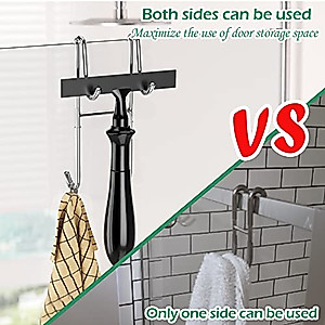 JYNTU Shower Door Hooks for Frameless Glass Shower Door, Double-Sided Hanger, Over Shower Door Hooks, Shower Squeegee Hooks Towel Hanger for Glass Shower Door Inside Shower, 2pcs – 7 inch, Silver