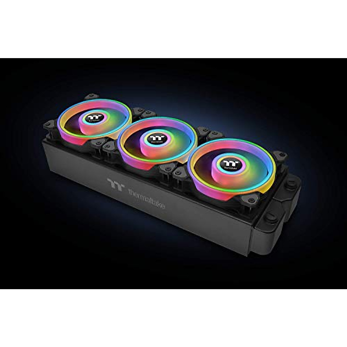 Thermaltake Riing Quad 120mm 16.8 Million RGB Color (Alexa, Razer Chroma) Software Enabled 4 Light Rings 54 Addressable LED 9 Blades Hydraulic Bearing Case/Radiator Fan CL-F088-PL12SW-B, Black