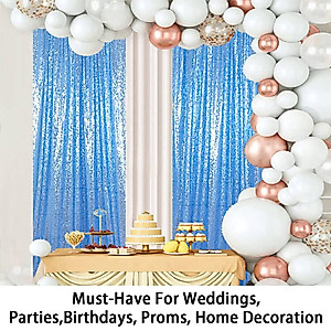 ShinyBeauty 4ft x 8ft Baby Blue Sequin Backdrop Curtain 2 Panels Sequin Wall Panel Backdrop Glitter Curtains Drapes or Parties Wedding Decoration