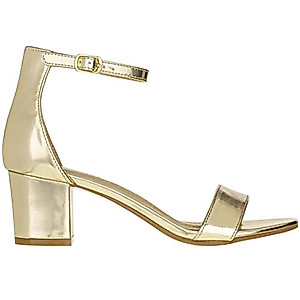 ILLUDE Women’s Fashion Ankle Strap Kitten Heel Sandals - Adorable Cute Low Block Heel – Jasmine (8.5, Gold PU)