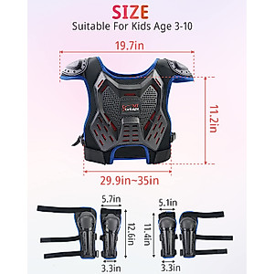 Kids Dirt Bike Gear - StarknightMT Youth Motorcycle Riding Protective Gear ATV Chest Protector Motocross Armor Suit for Boys Girls Mountain Biking Cycling, Blue