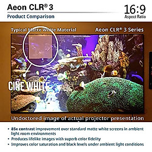 Elite Screens 123 inch UST ALR Projector Screen 16:9 4K 90% Ceiling Ambient Light Rejecting Edge Free Fixed Frame Grey Projector Screen Indoor Movie Screen Home Theater - Aeon CLR 3 AR123H-CLR3