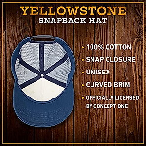 Yellowstone Trucker Hat, Mesh Adjustable Snapback Baseball Cap with Curved Brim, Navy, One Size