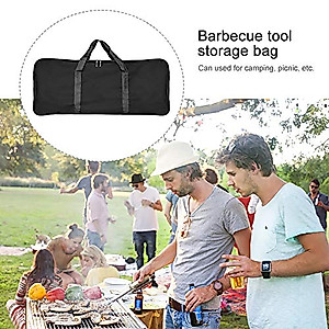 JIANWEI BBQ Tool Storage Bag, Portable Waterproof BBQ Tools Carry Bag | Thicken Oxford Grill Tool Bag Cooking Tools Bag for Picnic Trip Outdoor Camping (L Black)