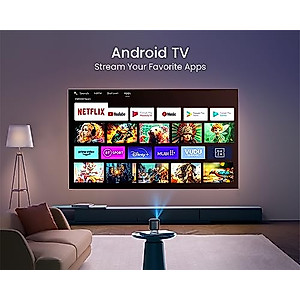 Mini Projector with Android TV, DLP and Rechargeable Battery, WiMiUS Pico Pocket Portable Projector with WiFi Bluetooth, 360°Speaker, 1080P Support, Wireless Smart Outdoor Projector for Phone/HDMI/USB