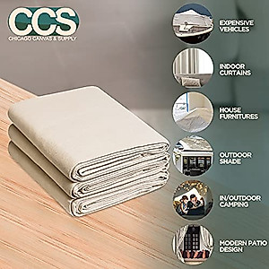 All Purpose Canvas Drop Cloth by CCS CHICAGO CANVAS & SUPPLY- Cotton Canvas Cover for Floor & Furniture Protection - Washable & Reusable Duck Dropcloth Fabric Against Paint, Dust, Dirt- 9 by 12 Feet