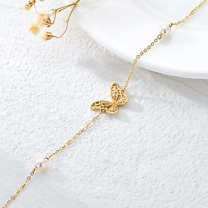 14k Solid Gold Butterfly Bracelets for Women Bracelets for Her Real Gold Chain Bracelet