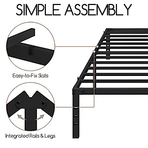 Yaheetech 16 Inch Full Bed Frames Heavy Duty Metal Platform Bed with Under Bed Storage, No Box Spring Needed, Easy Assembly, Sturdy Steel Slat Support, Black