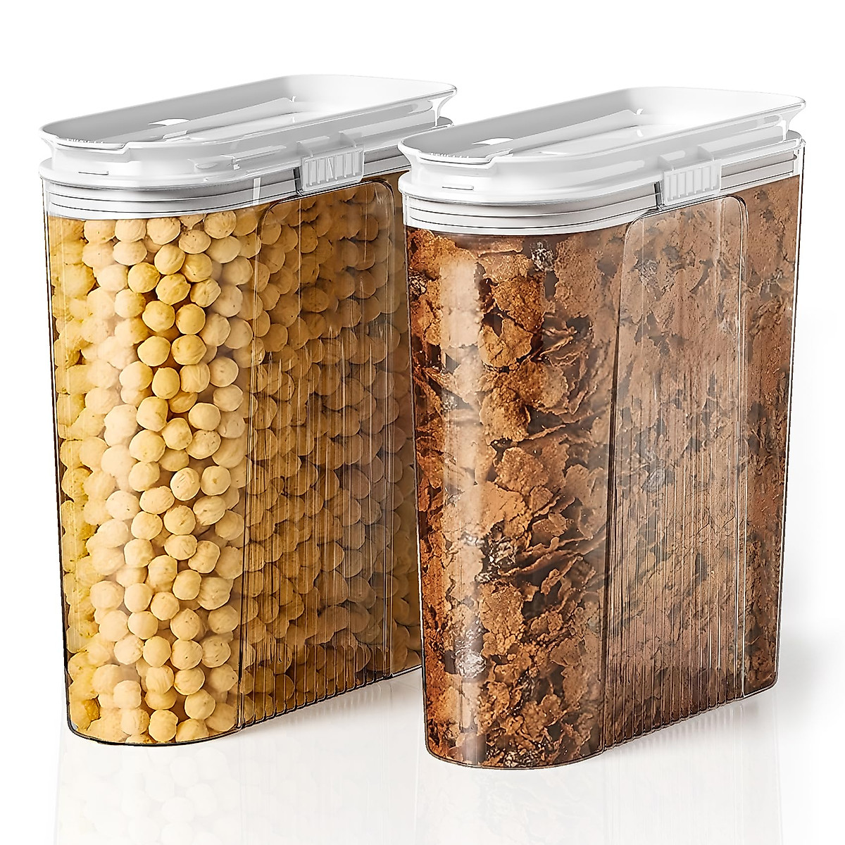 Ducoak Cereal Containers Storage Set Airtight Food Storage Containers with Lids Flip-Top 2PCK Plastic Cereal Storage Containers Cereal Organizer Dispenser for Pantry Kitchen(135.3oz/4L)