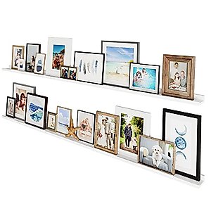 You Have Space Lagos 80" Ledge Wall Shelves, Floating Shelves for Living Room Decor, Bedroom, Office, Ultra Long White Picture Ledge Shelf Set of 2