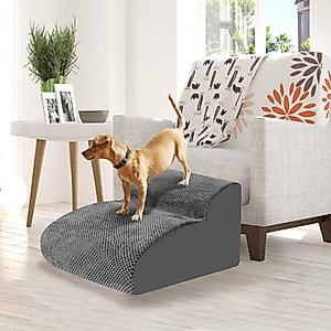 PINVNBY Dog Stairs to Bed, High Density Foam Dog Steps,Pet Stairs for Small Dog,Pet Steps Suitable High Bed Chair and Sofa,Dog Ramp for Small Short Leg Dogs,Older Dogs,Injured Pet (2 Tiers-Gray)