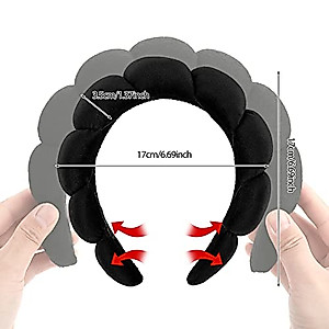 Spa Headband for Women, Makeup Headband Sponge Skincare Headband Soft Terry Cloth Fabric Hairband Hair Accessories for Washing Face, Makeup Removal, Shower, Skincare (Black)