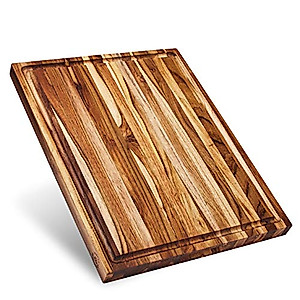 Sonder Los Angeles, Large Teak Wood Cutting Board for Kitchen with Juice Groove, Reversible Charcuterie Butcher Block 18x14x1.25 in (Gift Box Included)