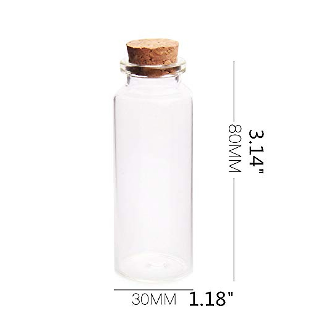 Danmu 12Pcs 40ml 1.18" x 3.14" Mini Glass Bottles, Mini Bottles, Mini Vials, Jars with Wood Cork Stoppers, Tiny Vials, Wish Bottles, Message Bottles for Wedding Favors, Baby Shower Favors, DIY Craft