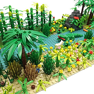 Forest Garden Building Sets Parts,Plants Trees Flowers Scenery Accessories Animals Building Bricks Toy Set for Boys Girls Kids 6+ Gifts(2 Pieces 10" Base Plates)