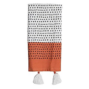 Foreside Home & Garden Multicolored Polk Dot 27 x 18 Inch Screen Printed Kitchen Tea Towel with Hand Sewn Tassels