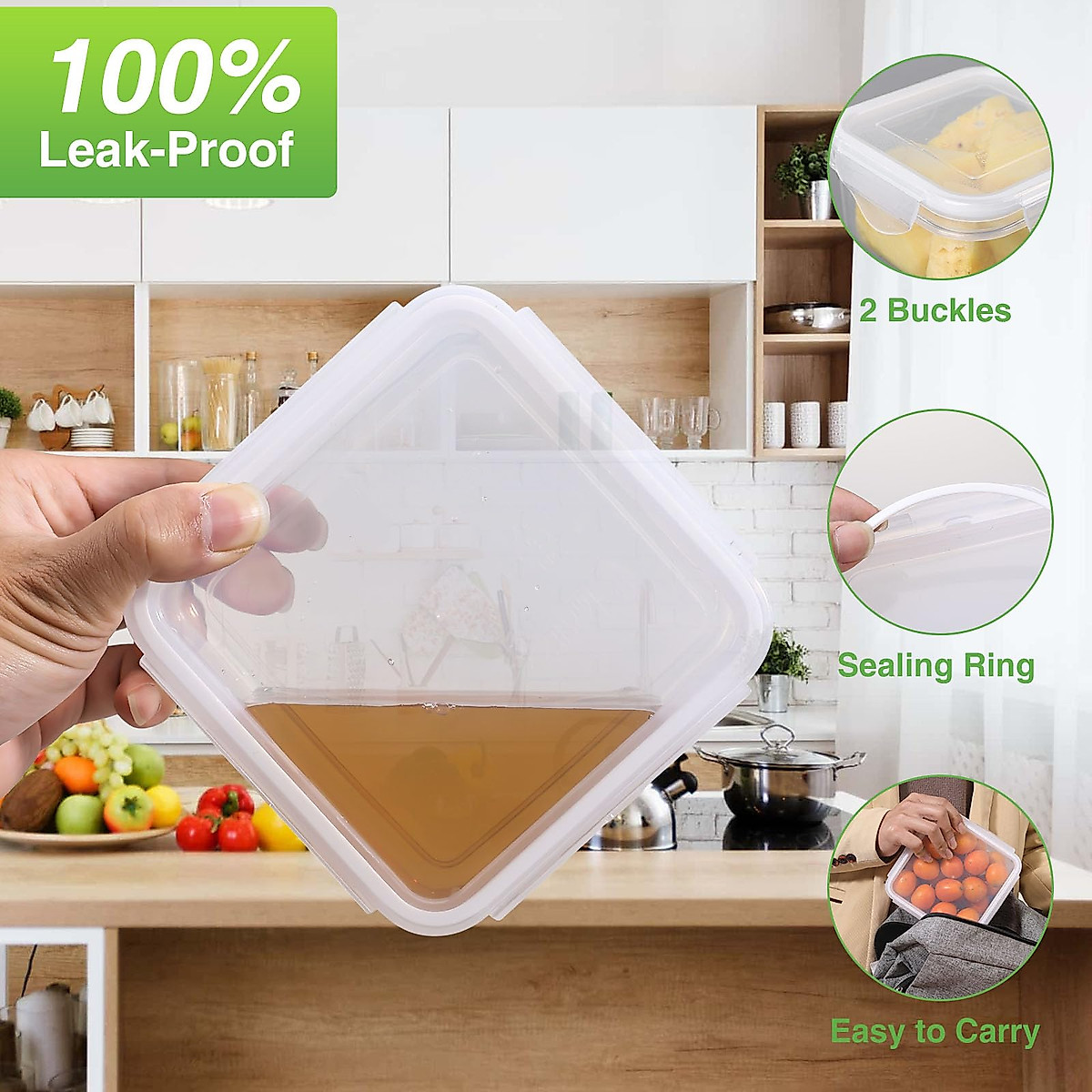 UULID 48 PCS Food Storage Containers with Lids (24 Containers & 24 Lids) Leakproof Reusable BPA Free Food Storage Containers Snap Lid plastic Meal Prep Containers locking Lids