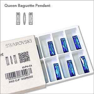 Queen Baguette Crystal Drop Earrings For Women Sterling Silver Wedding Party Jewelry Handmade Accessories (Bermuda Blue)
