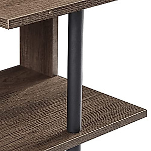VECELO Side Table for Living Room S-Shaped Endtable with Storage Shelf, Easy Assembly, Set of 1, Rustic Brown