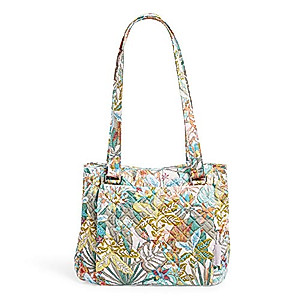 Vera Bradley Women's Cotton Multi-Compartment Shoulder Satchel Purse, Rain Forest Canopy - Recycled Cotton, One Size