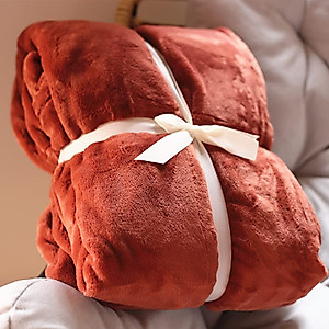 Double 91-TV Throw Blanket, Lightweight, Warm and Cozy, Super Soft Cuddly Blanket for Sofa, Chair, and Bed Couch, Fleece Travel Bedspread Blanket Single Size 100 x 170 cm (Classic Orange)