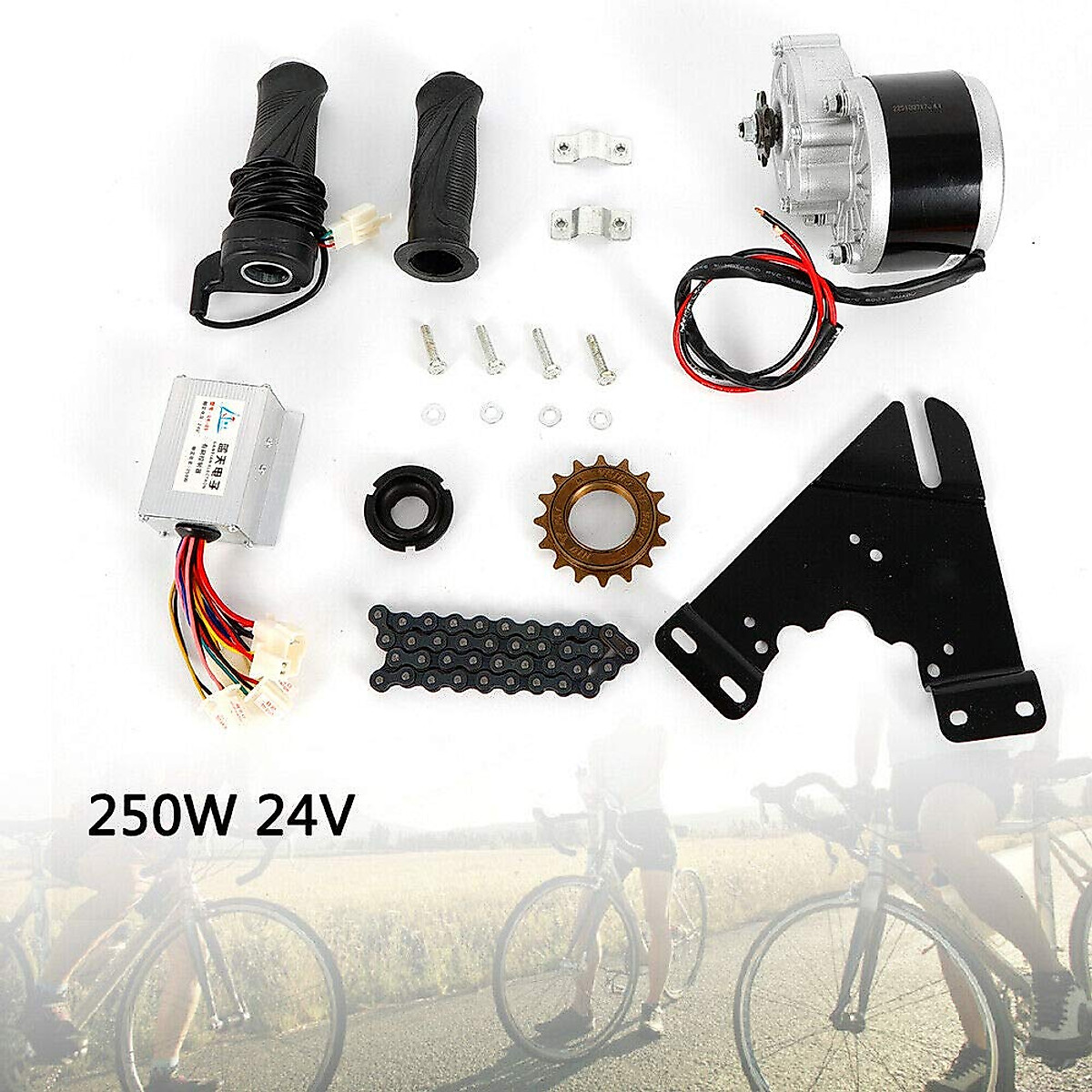 DNYSYSJ Electric Bicycle Hub Motor Upgrade E-Bike Conversion Kit (24V 250W, 16"-28" Wheel Motor Conversion Chain Kit, Black)