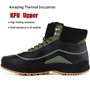 ulogu Snow Boots men Waterproof Insulated Green Duck Boots Fur Lined Warm Ankle Booties Lightweight Comfortable Winter Walking Shoes Zapatos Botas Invierno Para hombres