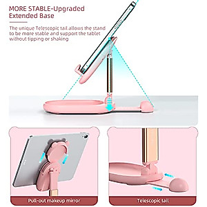 xuenair Pink Phone Stand for Desk Cute,Foldable Adjustable Cell Phone Stand, Kawaii Portable Phone Holder for All Cell Phones iPhone 11 12 13 Pro Max Sumsung ipad Switch Kindle Google