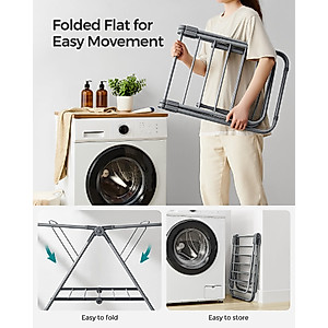 SONGMICS Small Clothes Drying Rack, Foldable 2-Level Laundry Drying Rack, Space-Saving, for Small Clothes, Towels, Bathroom, Balcony, 17.3 x 39.8 x 19.7 Inches, Dove Gray ULLR504G01