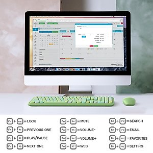 MOFII Wireless Keyboard and Mouse Combo Silent, Slim Compact 2.4G USB Full Size Wireless Mouse and Keyboard Combo, Cute 110 Keys Keyboard for PC, Notebook, MacBook, Tablet, Laptop, Windows System
