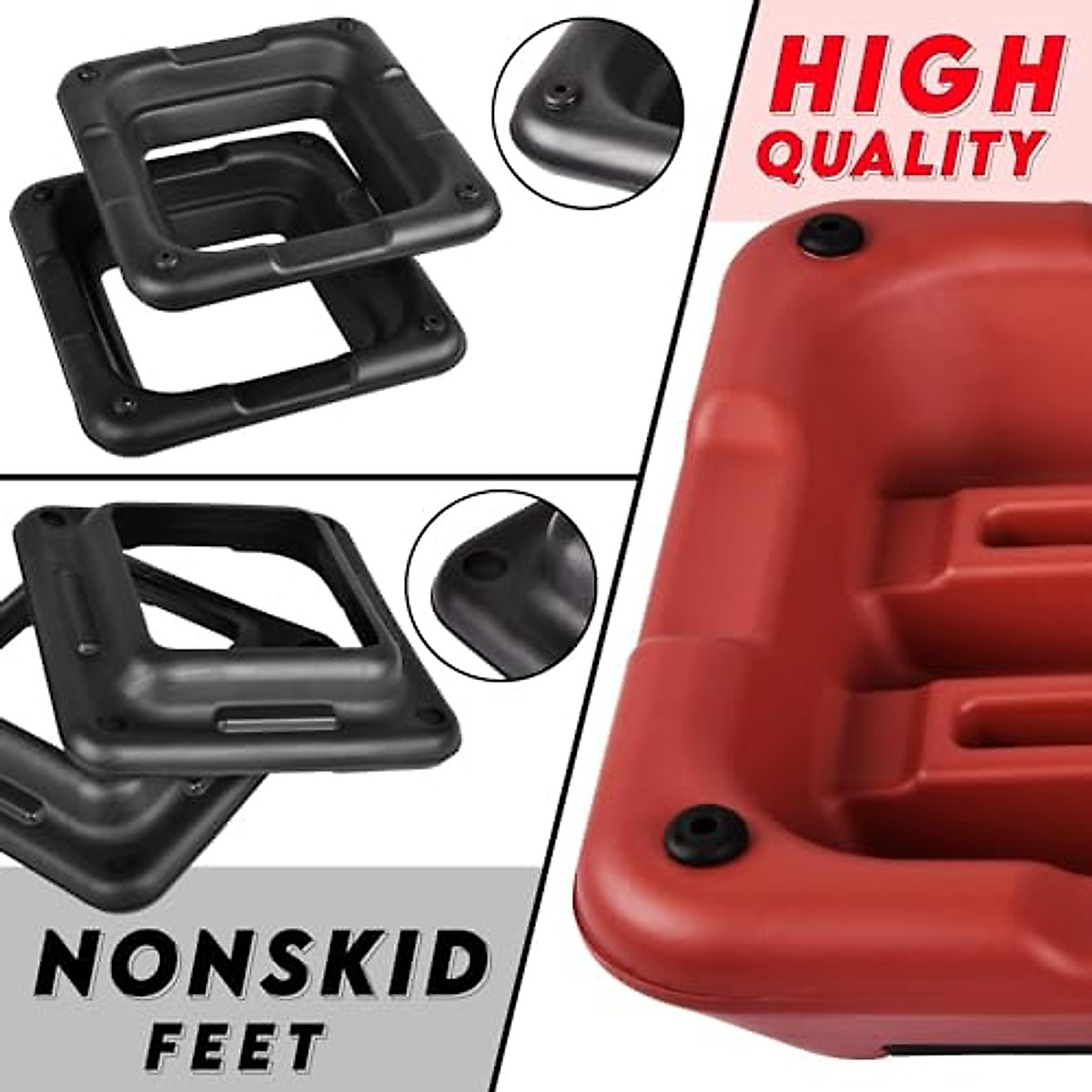 Yes4All 16"x16" Height-Adjustable High Step Aerobic Platform with 4 Risers for Home Gym Exercise Fitness Workout, Cardio and Jumping (Red Black)