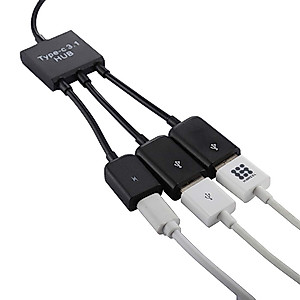Jiali USB-C 4K Hub Converter Portable USB-C/Type-C Male to Dual USB Ports Female + Micro USB Female Mini Cable Hub Splitter Adapter