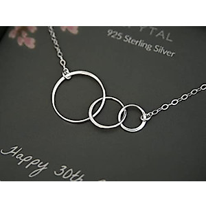 EFYTAL 30th Birthday Gifts for Her, Sterling Silver or Gold Plated 3 Circles Necklace, 30 Year Old Happy Birthday Gift for Women, 30th Best Friend Birthday Gifts for Women, 30th Birthday Decorations