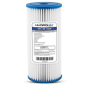 Hydronix SPC-45-1020 Universal Whole House Sediment Pleated Water Filter, Washable and Reusable, 4.5" x 10" - 20 Micron