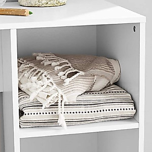 GATEQ 6-Pocket Locker Computer Desk with Easy-Glide Accessory Drawer (White)