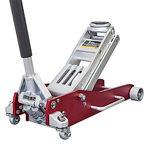 BIG RED AT830003XLR Torin Low Profile Economic Aluminum Service/Floor Garage Jack with Quick Lift Pump, 3 Ton (6,000 lb) Capacity, Red