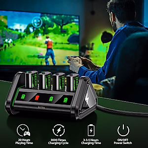 Kytok Rechargeable Battery Pack, Battery Charger Compatible with Xbox One/Series X|S/Xbox Elite Controller, 4 x 1800 mAh Controller Battery Pack Replacement for Xbox Series X|S/Xbox One Controller