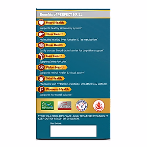 LABO Nutrition Perfect Krill 1000 mg, Pure Ultra Strength Antarctic Krill Oil with Omega-3s, EPA, DHA, Phospholipids, Choline & Astaxanthin, Heart, Joint, Brain Support Supplement, 60 softgels